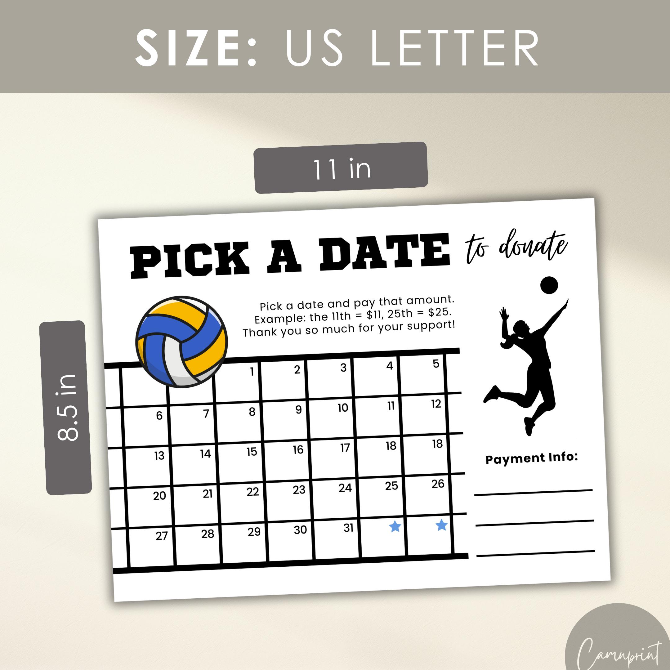 Volleyball Fundraiser Template, Fill My Volleyball Calendar Fundraiser ...