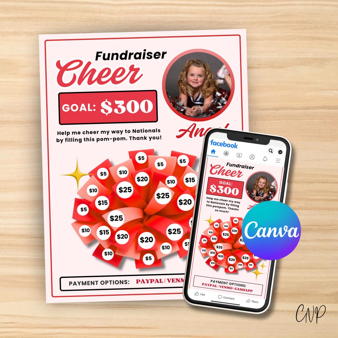 Cheer Fundraiser, Fill My Pom Pom Fundraiser Form, Color My Pom Pom ...