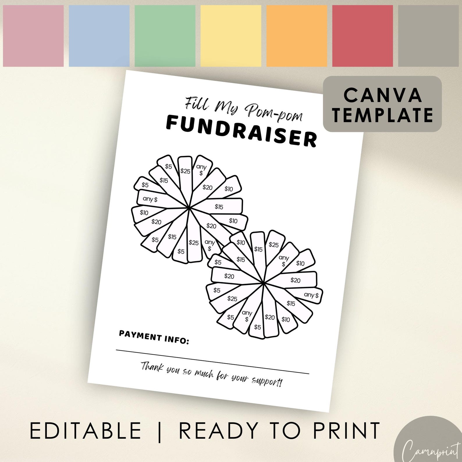 Fill My Pom Pom Fundraiser Form for Cheerleading Sponsor My Season ...