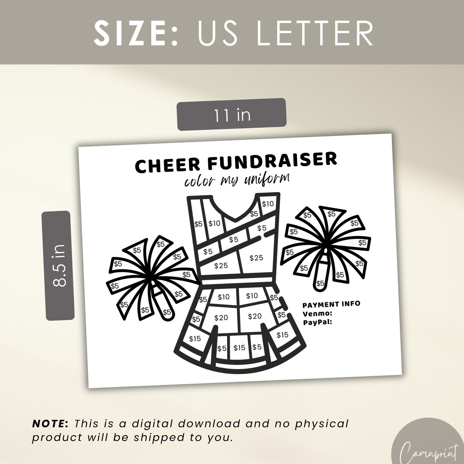 Cheer Fundraiser Fill My Uniform Fundraiser Form Printable Fundraiser ...