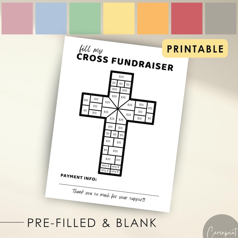 Fill My Cross Church Fundraiser Form for Church Camp, Pick a Date ...