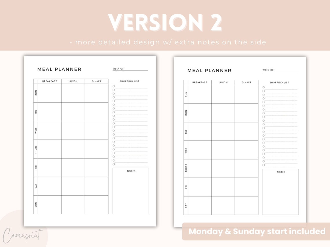 Editable Meal Planner Template, Weekly Meal Plan, Meal Prep, Menu ...