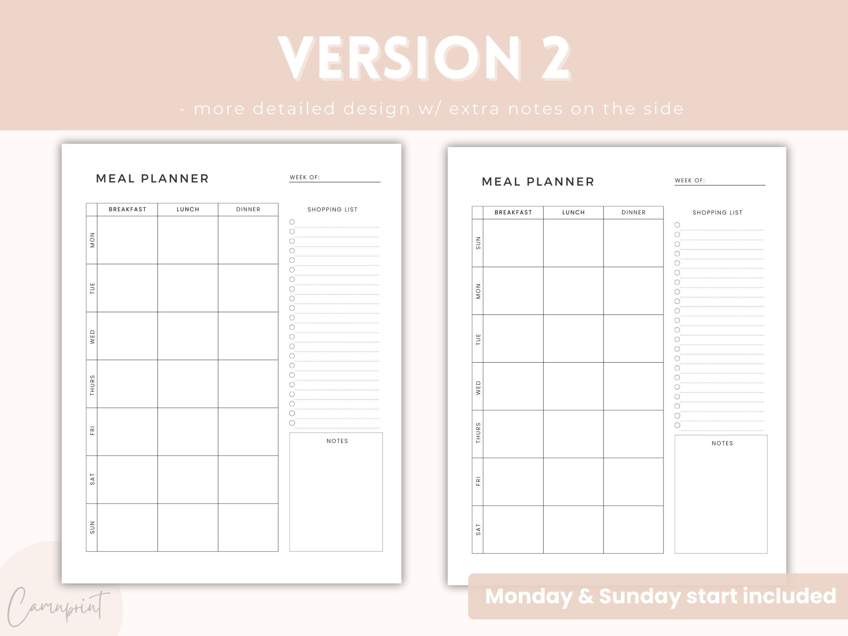 Editable Meal Planner Template, Weekly Meal Plan, Meal Prep, Menu ...