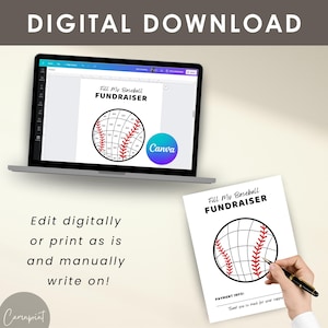 Baseball Fundraiser Template for Sports Fundraiser Flyer, Editable Fill ...
