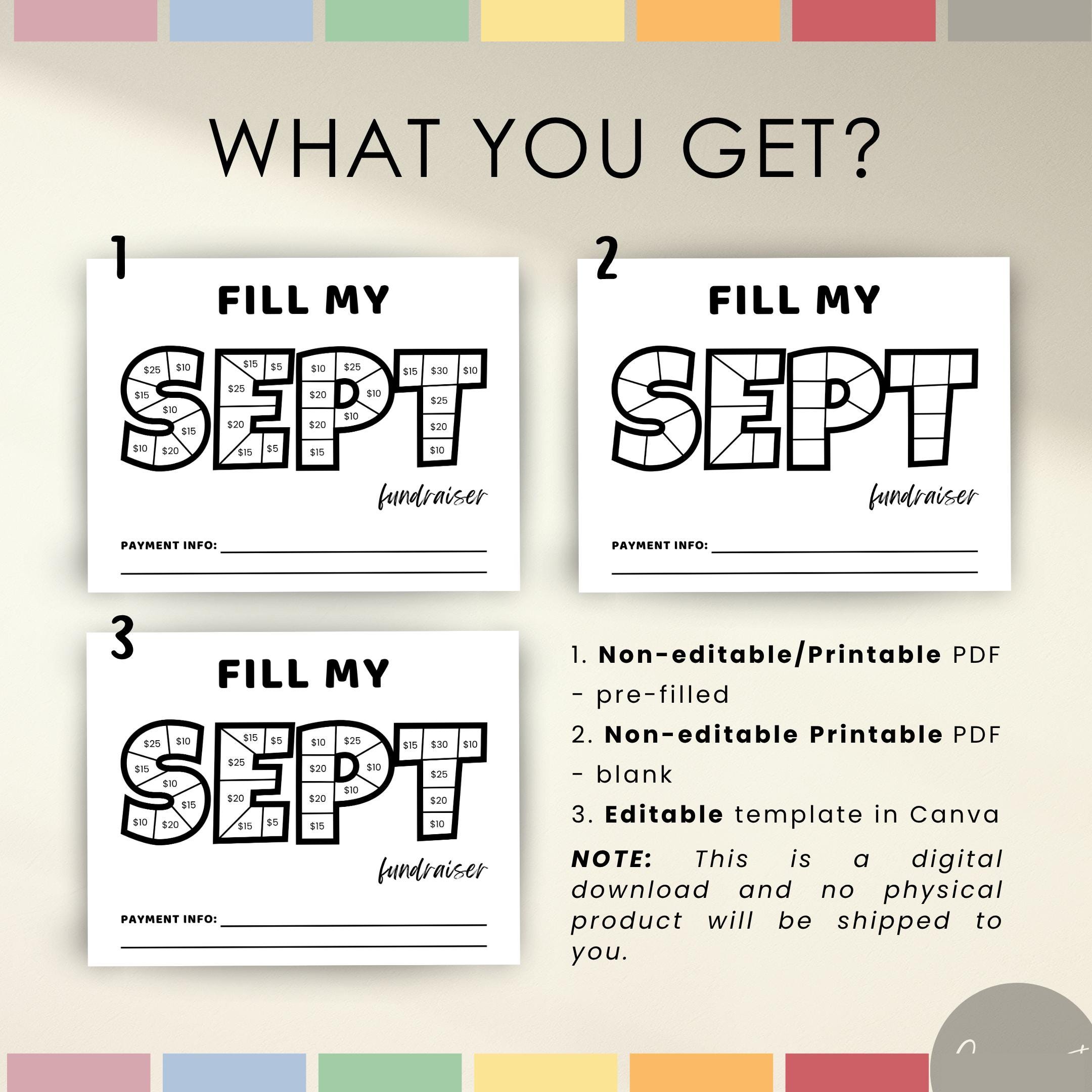 Fill My Month September Fundraiser Black Out Board, September Calendar ...