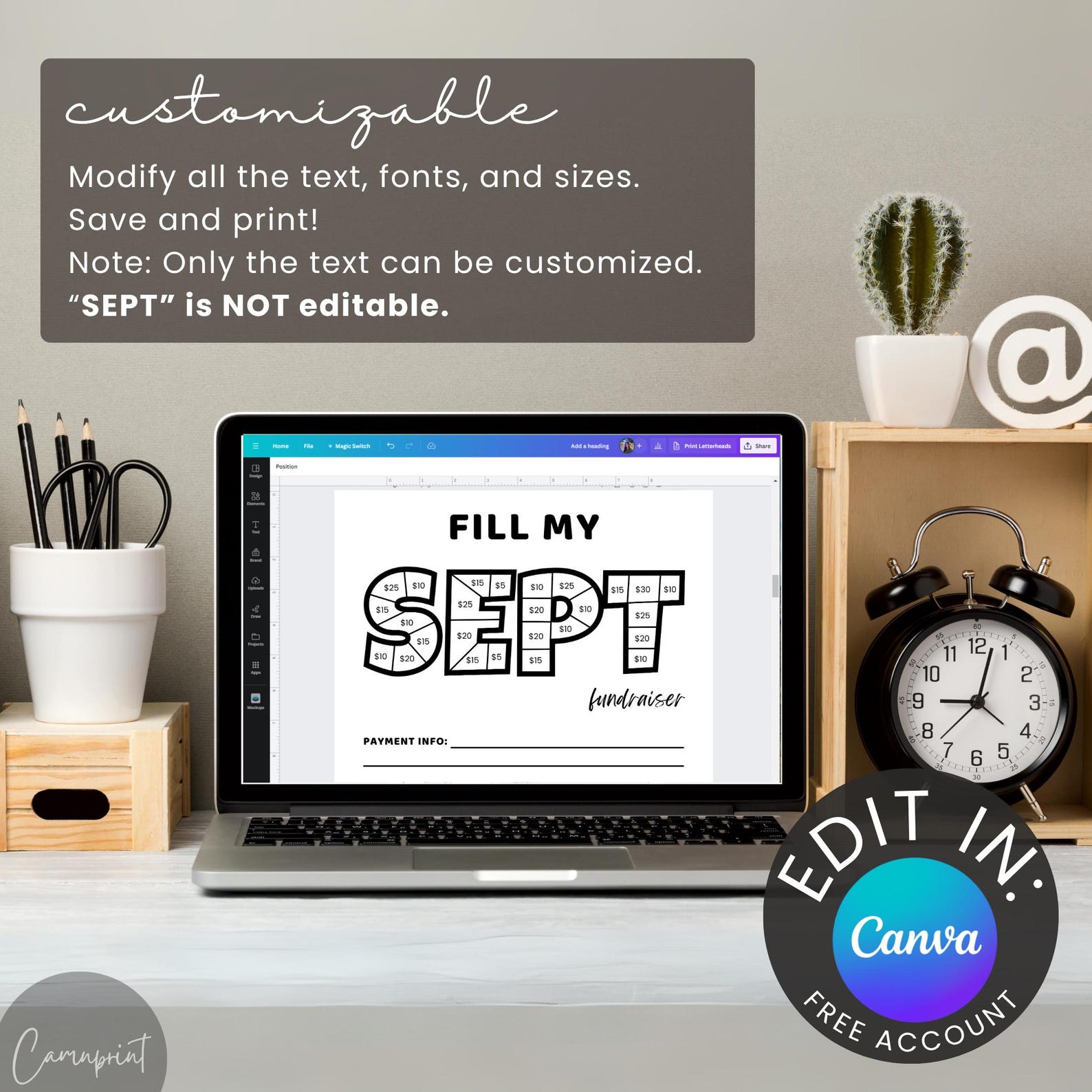 Fill My Month September Fundraiser Black Out Board, September Calendar ...