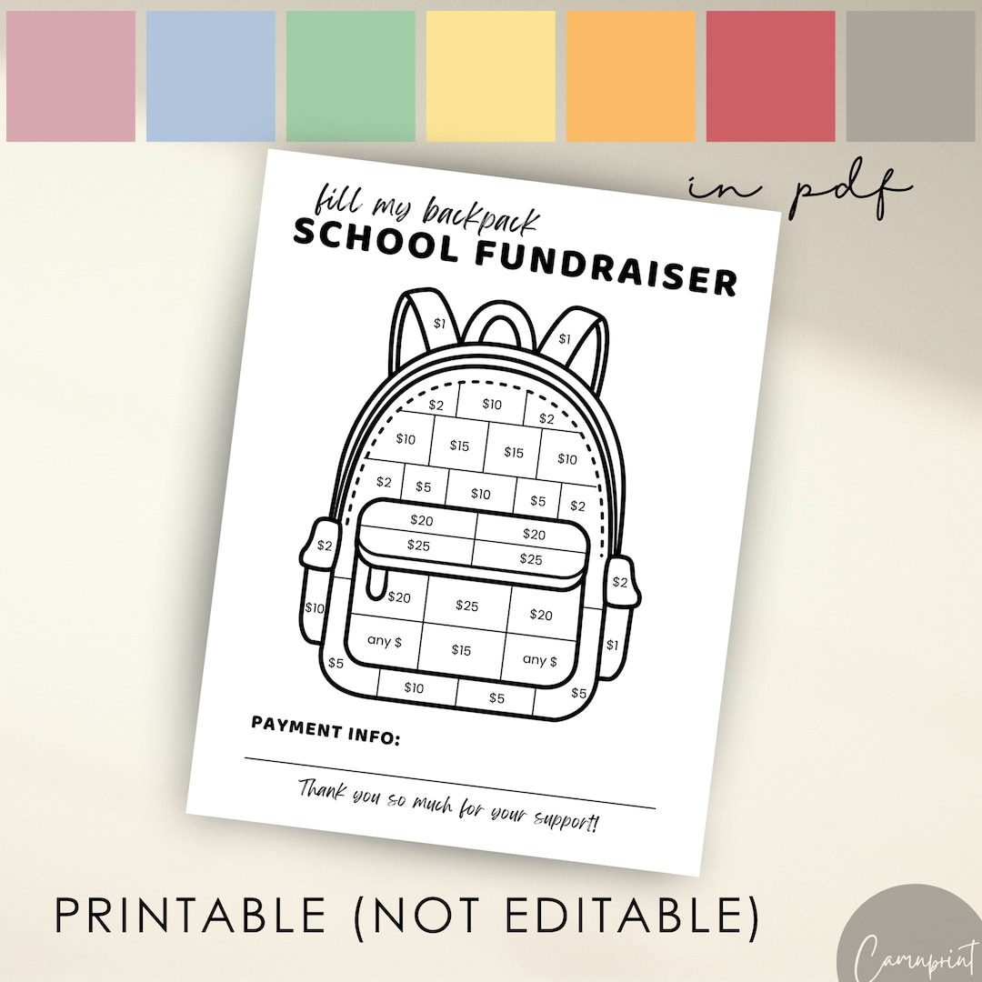 Fill My Backpack Fundraiser Flyer for School Fundraiser, Back to School ...