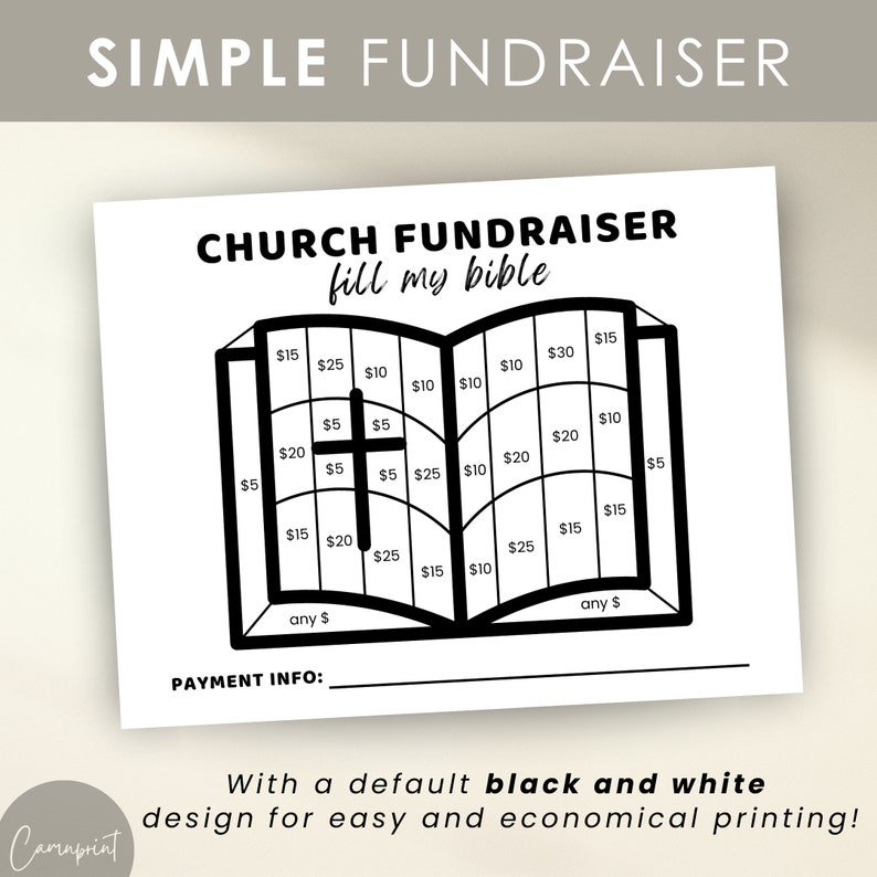 Fill My Bible Church Fundraiser Form for Church Camp, Pick a Date Donation Sponsorship, Mission ...