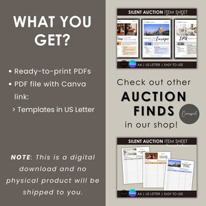 Editable Auction Bundle Item Description Sheet, Auction Bid Sheet ...