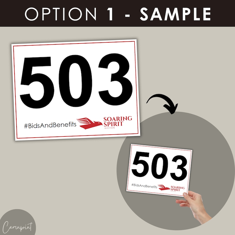 Custom Auction Bid Card Printable, Fundraising Numbers, Numbered Cards ...