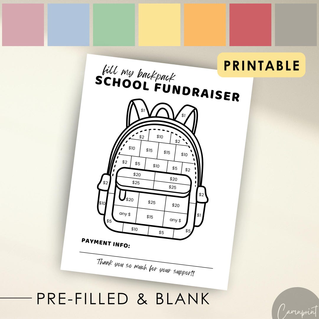 Fill My Backpack Fundraiser Flyer for School Fundraiser, Back to School ...