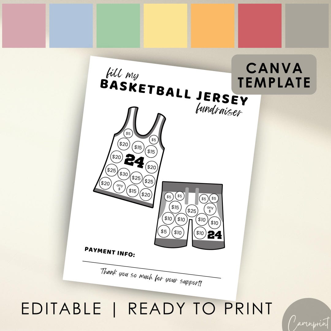 Color My Basketball Jersey, Basketball Fundraiser for Sports Fundraiser ...