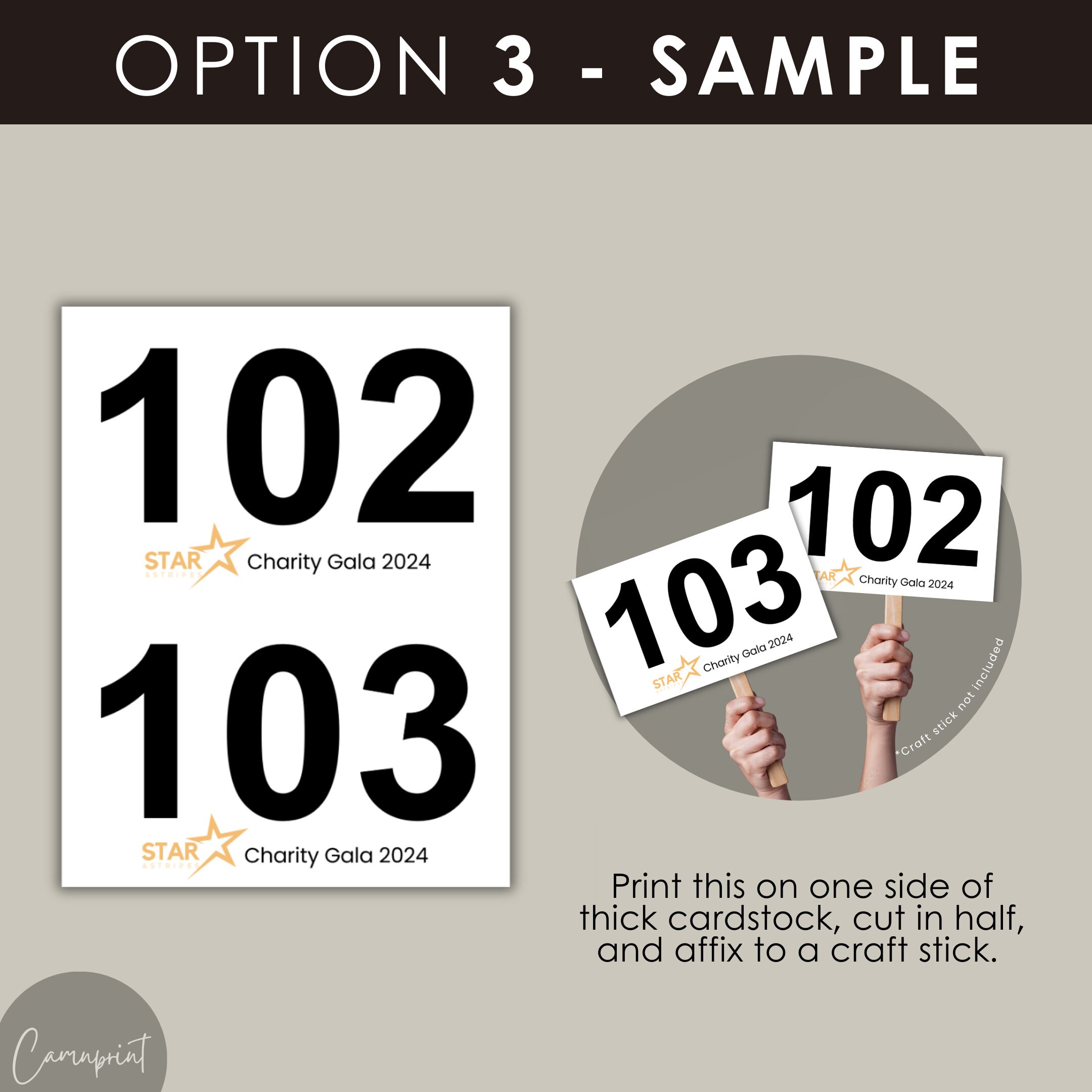Custom Auction Bid Card Printable, Fundraising Numbers, Numbered Cards ...