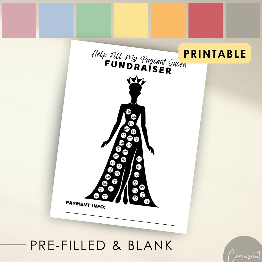 Fill My Pageant Queen Fundraiser for Pageant Fundraising Form, Color My ...