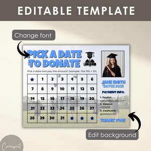 Graduation Fundraiser Pick a Date to Donate Calendar Fundraiser for ...