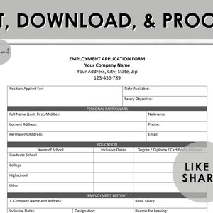 Employment Application, Employee Application Form, Job Application ...