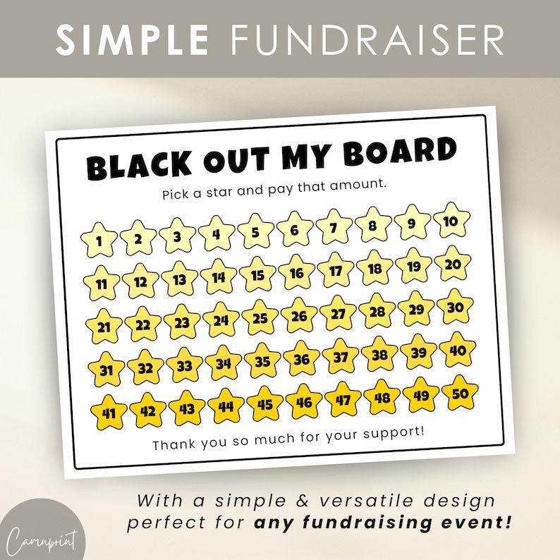 Black Out My Board Calendar Fundraiser Template, All Purpose Fundraiser ...