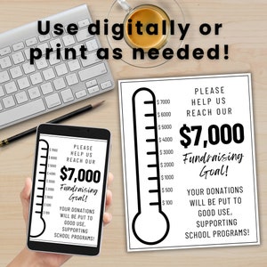 Fundraising Thermometer for Nonprofit Fundraiser Tracker, Fundraising ...
