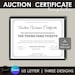 Editable Silent Auction Winner Certificate Template, Auction Item ...