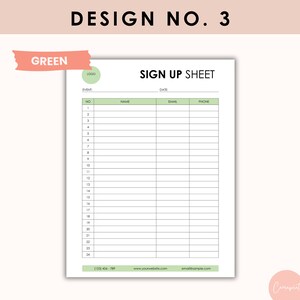 Editable Sign up Sheet Template, Sign up Sheet, Printable Sign up Form ...