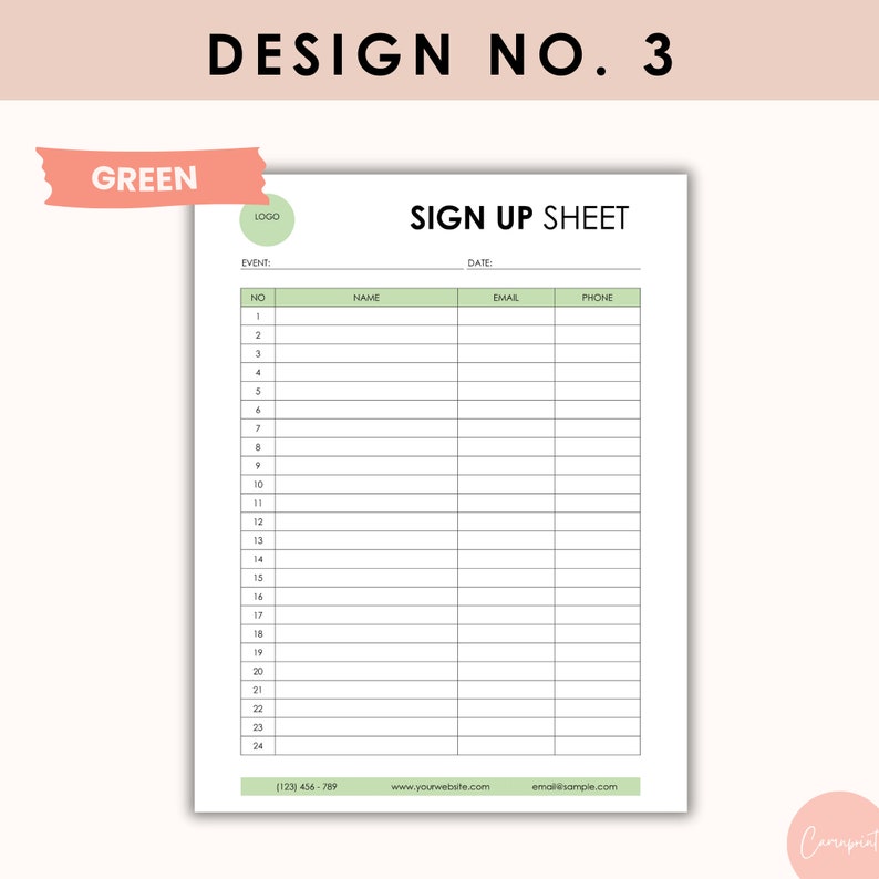Editable Sign up Sheet Template, Sign up Sheet, Printable Sign up Form ...
