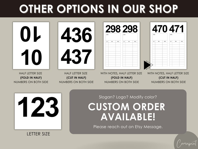 Auction Bid Card Printable Bid Cards With Notes, Numbered Card ...