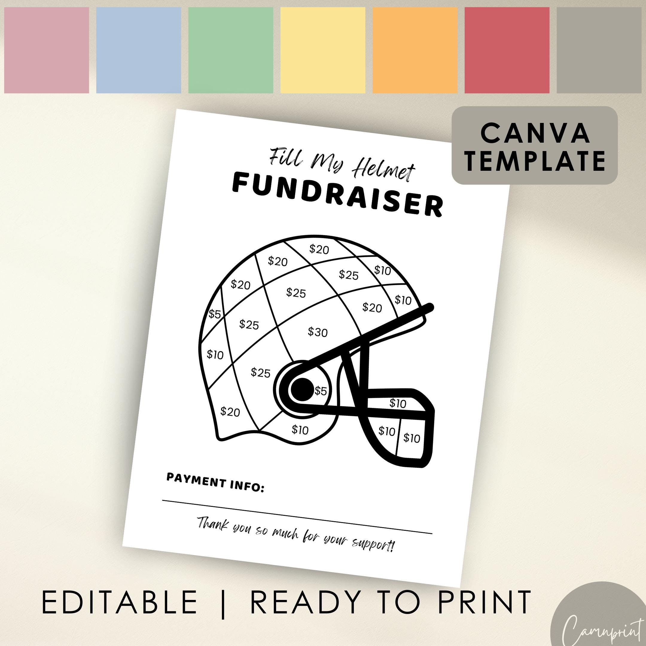 Fill My Helmet Fundraiser Form for Sports Fundraiser, Fill My Football ...
