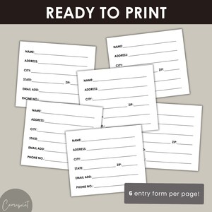 Entry Form Printable Enter to Win Form for School Auction Nonprofit ...