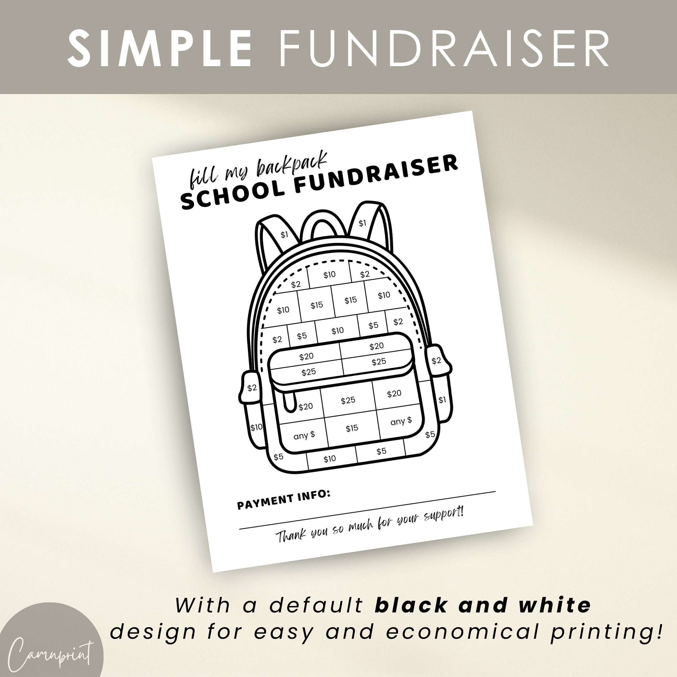 Fill My Backpack Fundraiser Flyer for School Fundraiser, Back to School ...