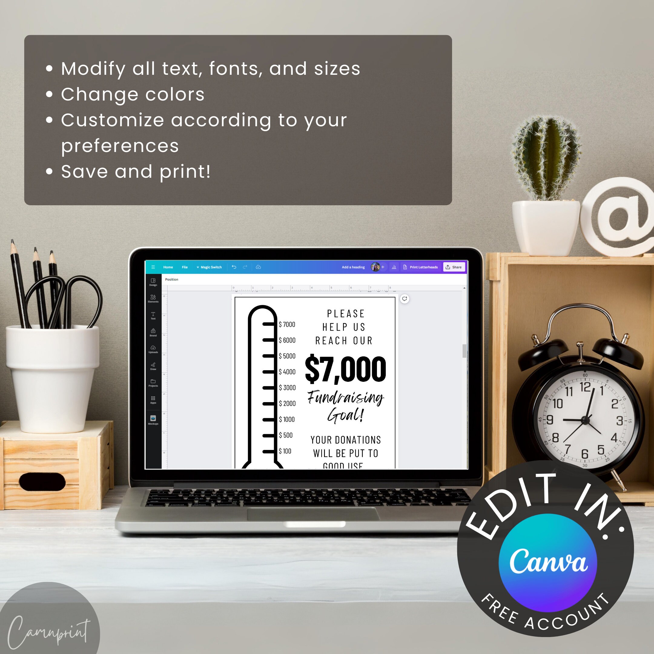 Fundraising Thermometer for Nonprofit Fundraiser Tracker, Fundraising ...