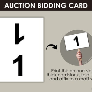 Auction Bid Card Printable, Fundraising Numbers, Numbered Cards ...