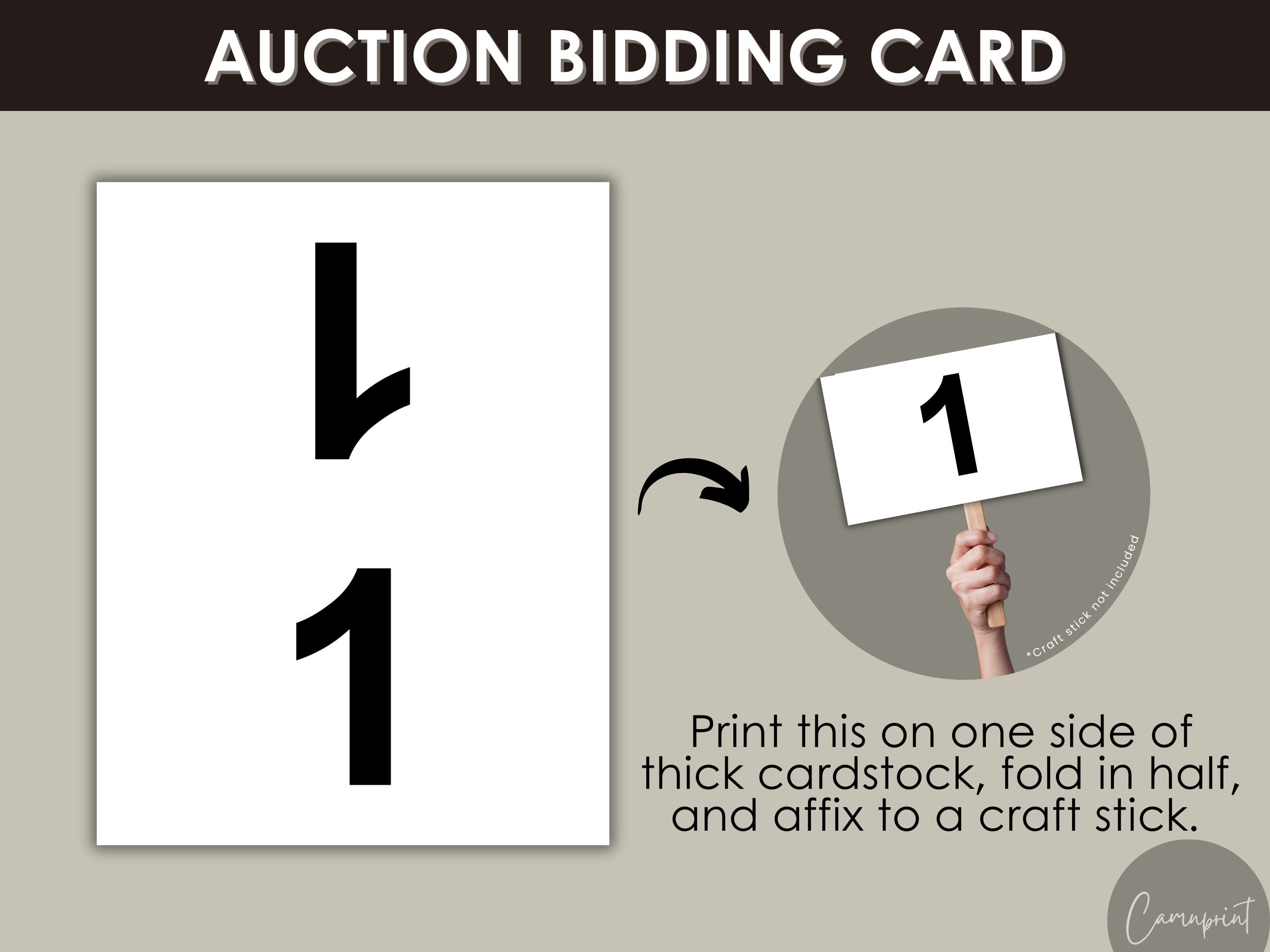 Auction Bid Card Printable, Fundraising Numbers, Numbered Cards ...