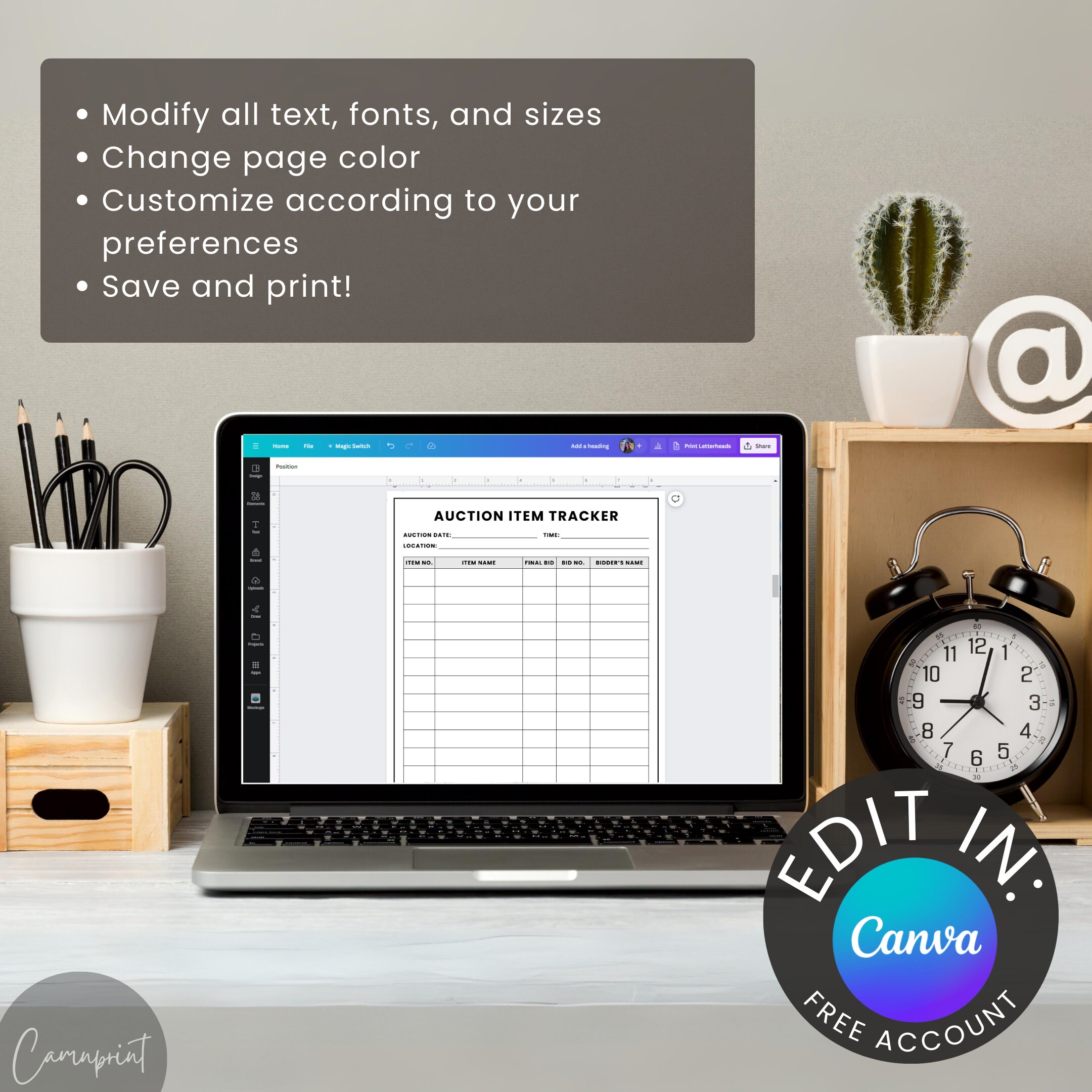 Auction Item Tracker Editable Auction Template for School Auction Live ...