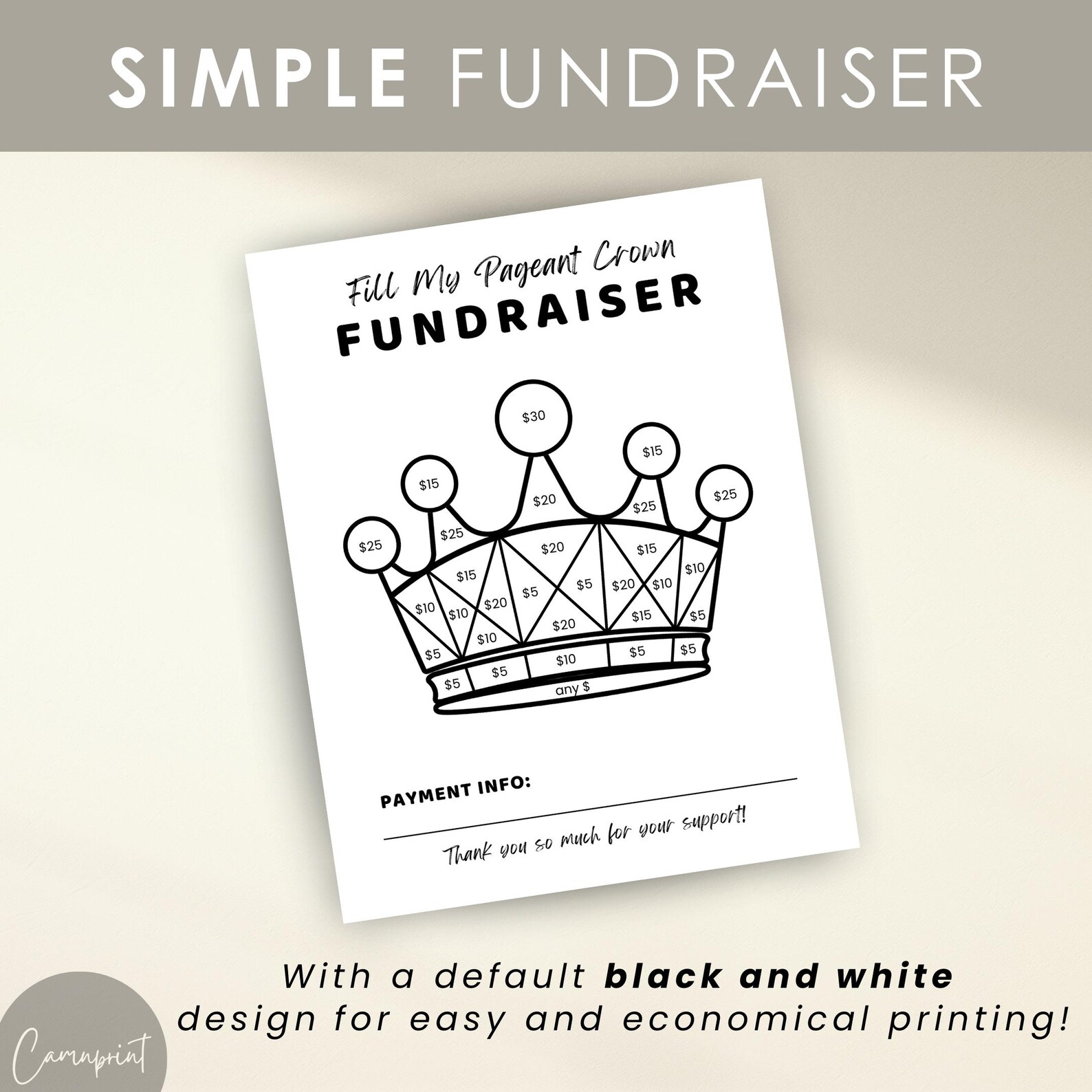 Fill My Crown Pageant Fundraiser for Pageant Fundraising Form, Editable ...