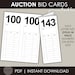 Auction Bid Card Printable Bid Cards With Notes, Numbered Card ...