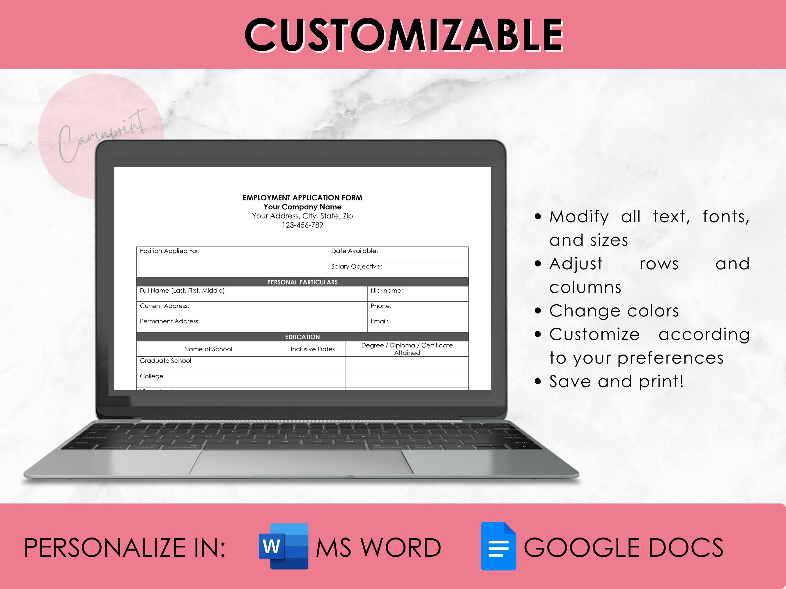 Employment Application, Employee Application Form, Job Application ...