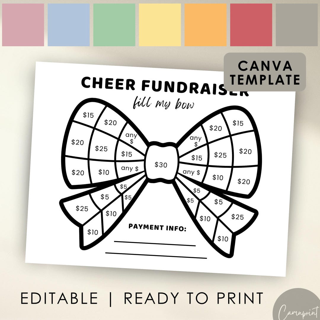 Cheer Fundraiser Fill My Bow Fundraiser Form for Cheerleading Sponsor ...