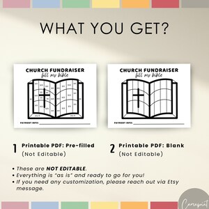 Fill My Bible Church Fundraiser Form for Church Camp, Pick a Date Donation Sponsorship, Mission ...