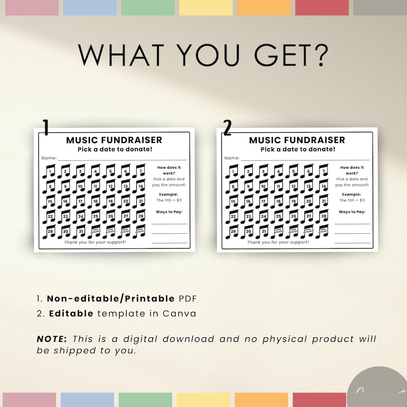 Music Fundraiser Calendar for Marching Band, Choir Fundraiser Form ...