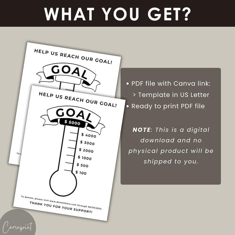 Fundraising Thermometer for Nonprofit Fundraiser Tracker, Fundraising ...