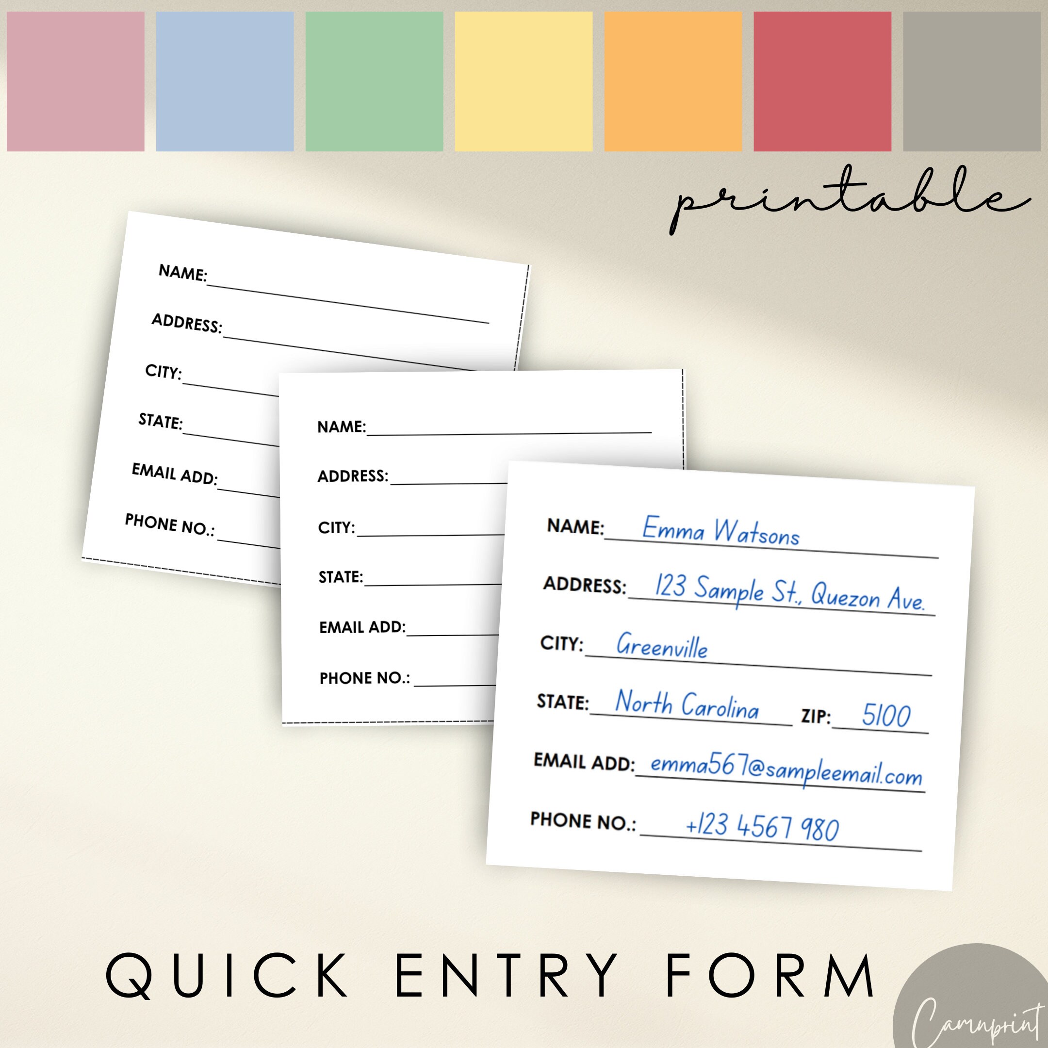 Entry Form Printable Enter to Win Form for School Auction Nonprofit ...
