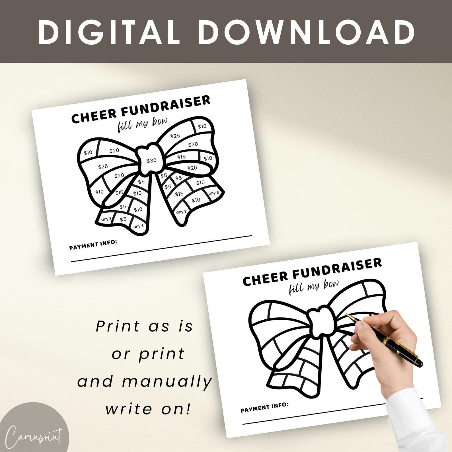 Cheer Fundraiser Fill My Bow Fundraiser Form for Cheerleading, Sponsor ...
