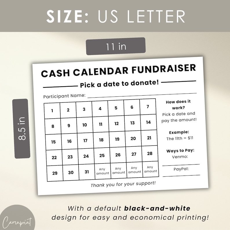 Calendar Fundraiser Template for Sports Fundraiser, Nonprofit ...