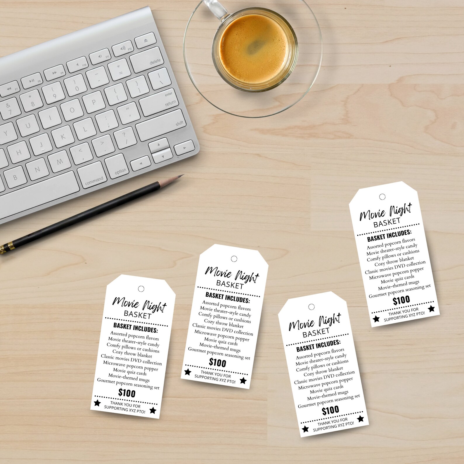 Silent Auction Basket Tags Editable Auction Template for Fundraising ...