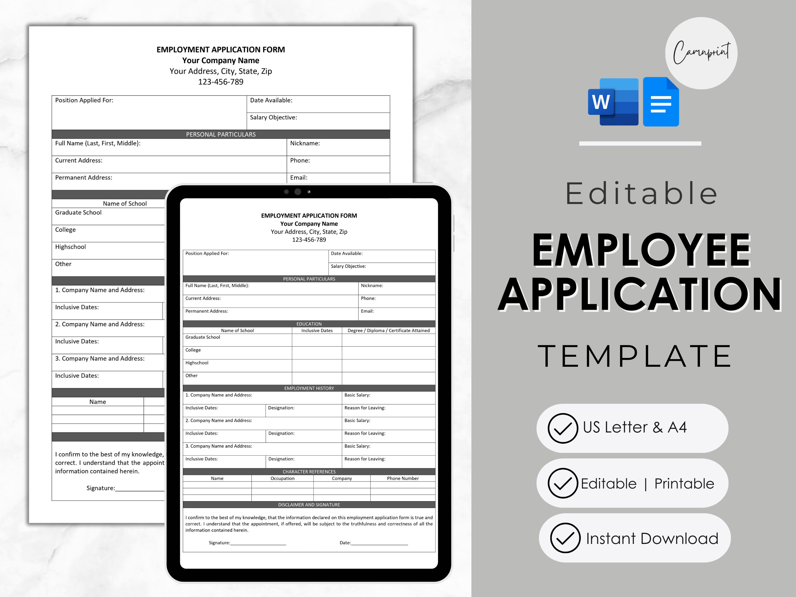 Employment Application, Employee Application Form, Job Application ...