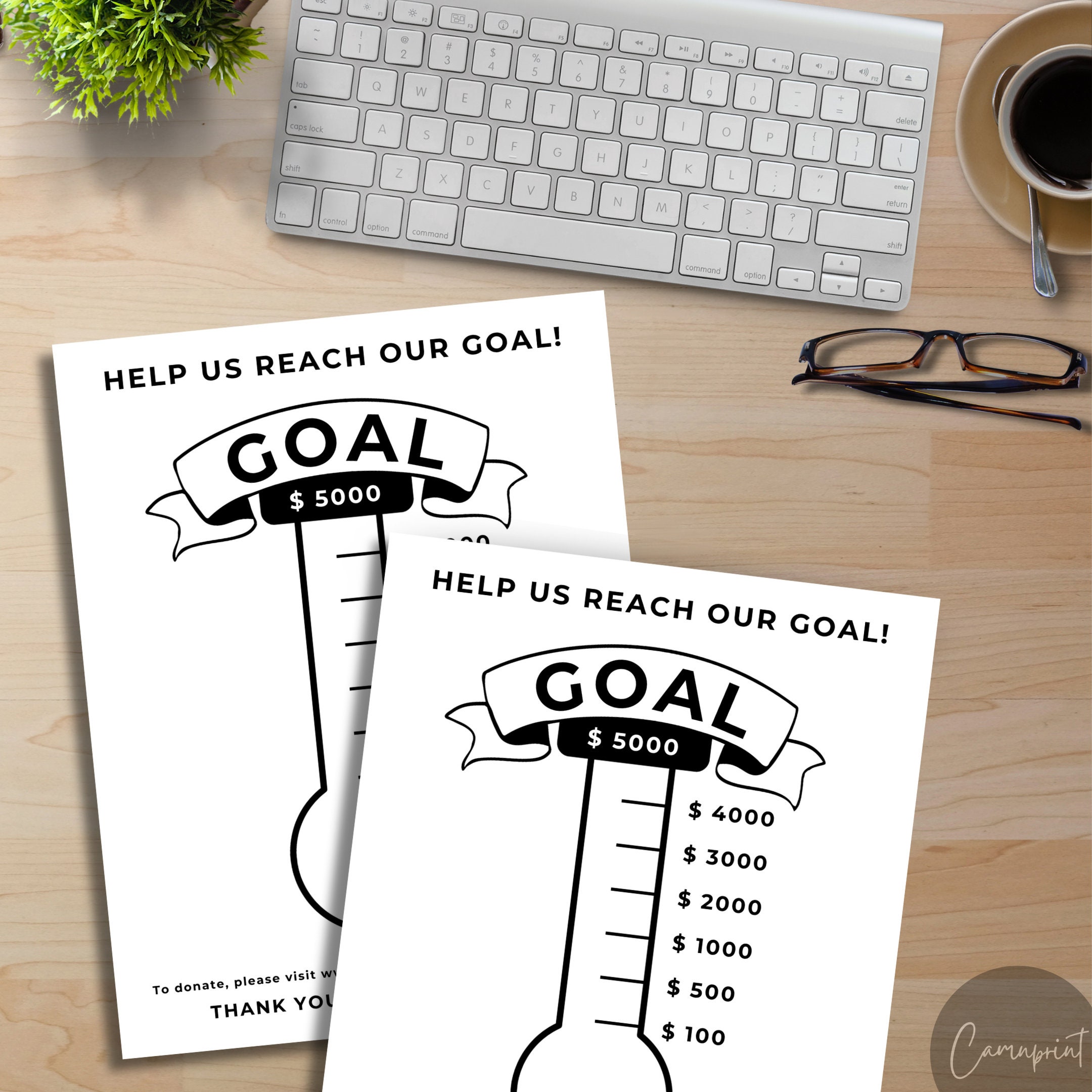 Fundraising Thermometer for Nonprofit Fundraiser Tracker, Fundraising ...