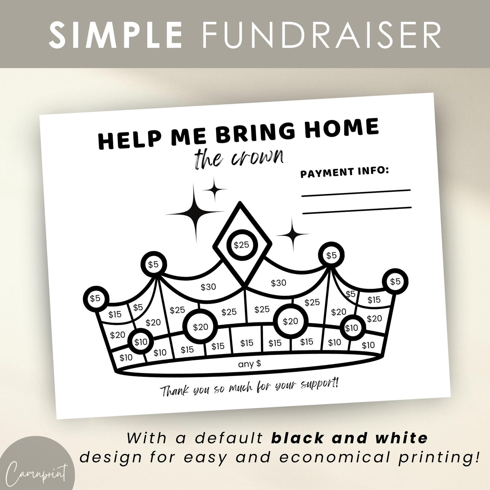 Fill My Crown Pageant Fundraiser for Pageant Fundraising, Editable ...