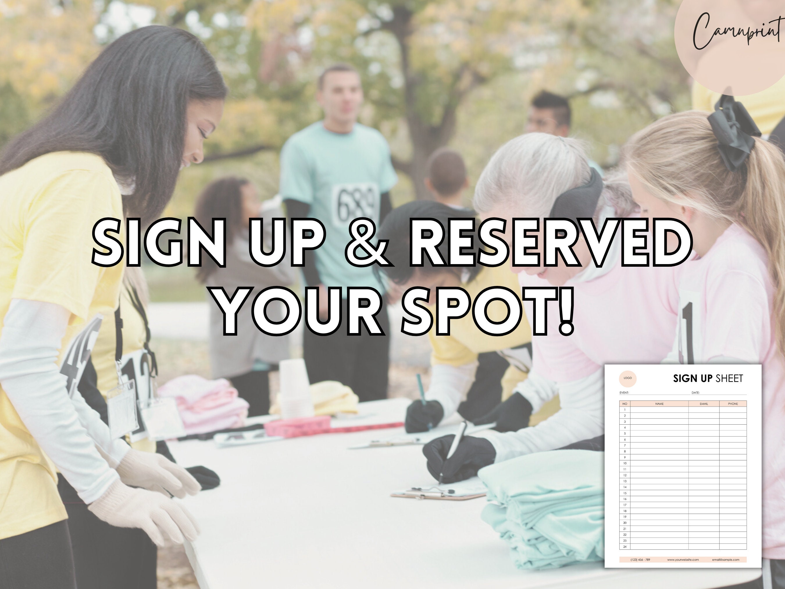 Editable Sign up Sheet Template, Sign up Sheet, Printable Sign up Form ...