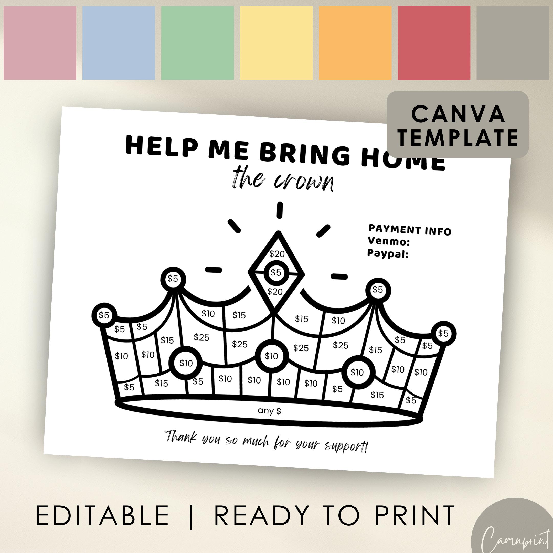 Fill My Crown Pageant Fundraiser for Pageant Fundraising Form Editable ...