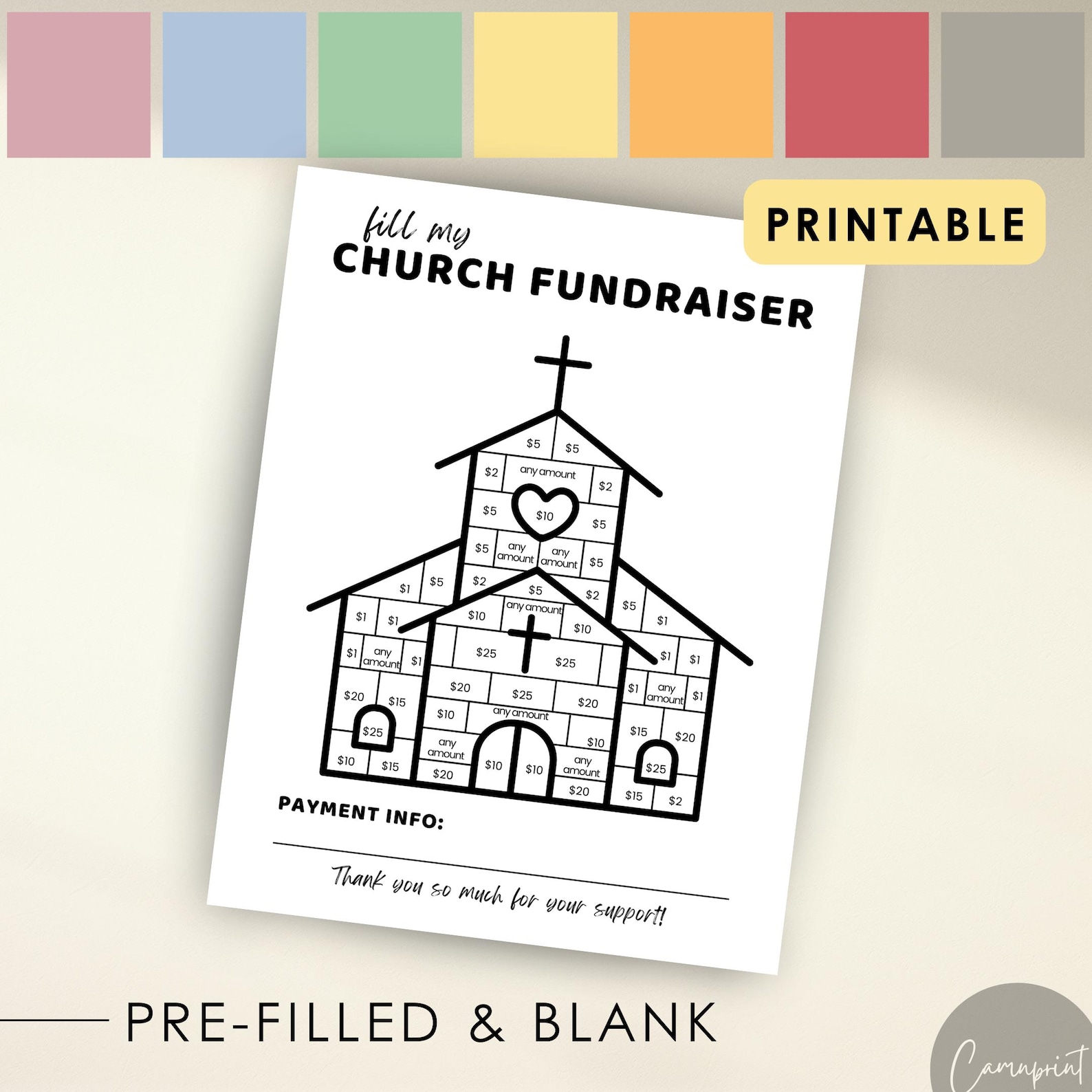 Fill My Church Fundraiser Form for Church Camp, Church Fundraising ...